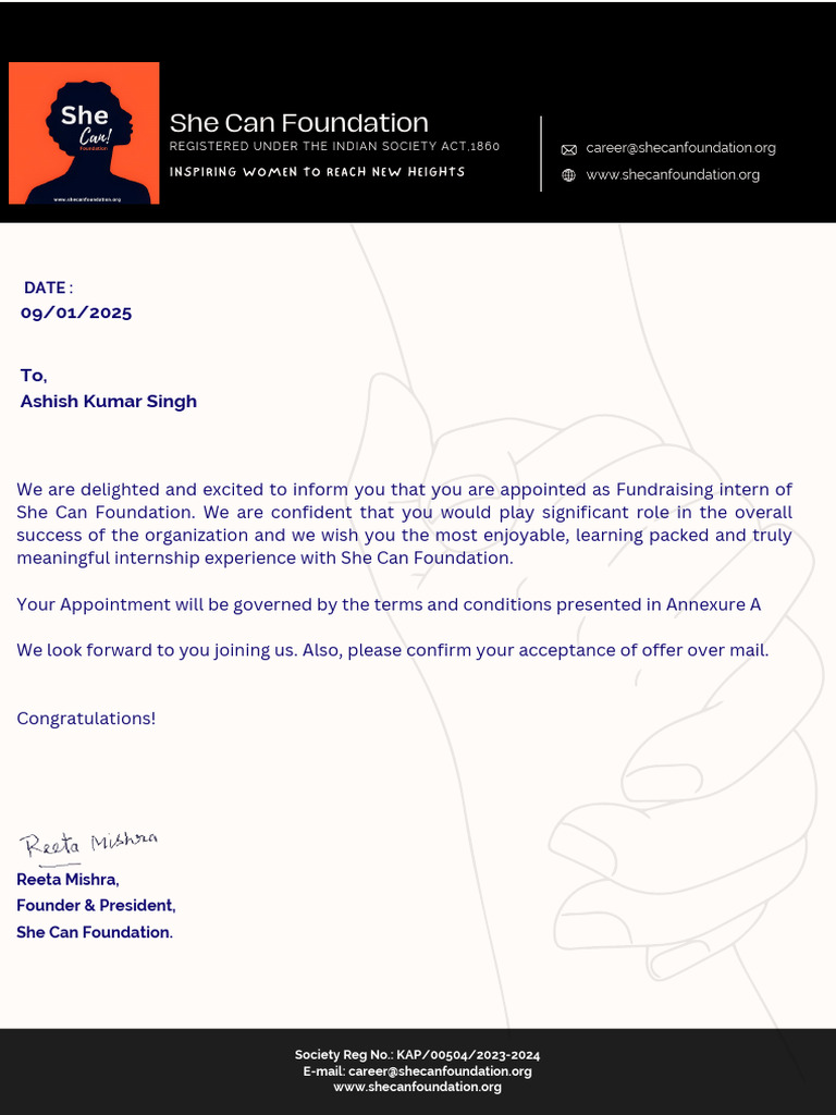S1 Fundraising Letter She Can Foundation | PDF