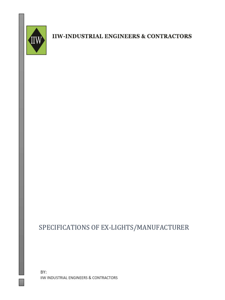 Specifications of Ex-Lights/Manufacturer: Iiw Industrial Engineers ...