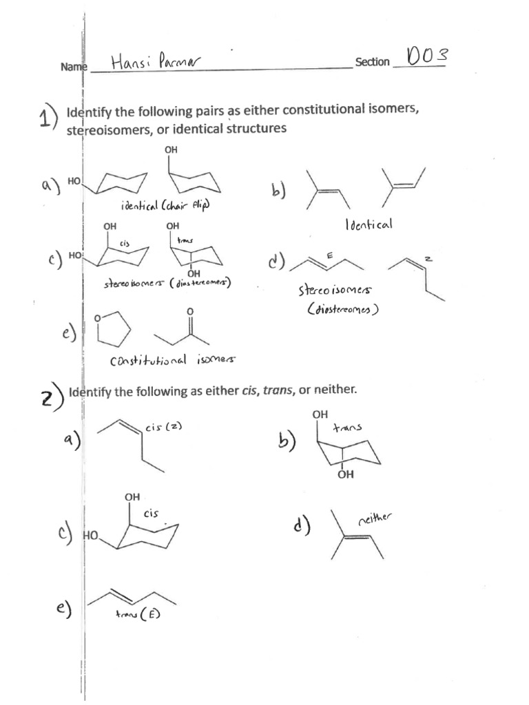 Stereochem Worksheet - 241003 - 224723 | PDF