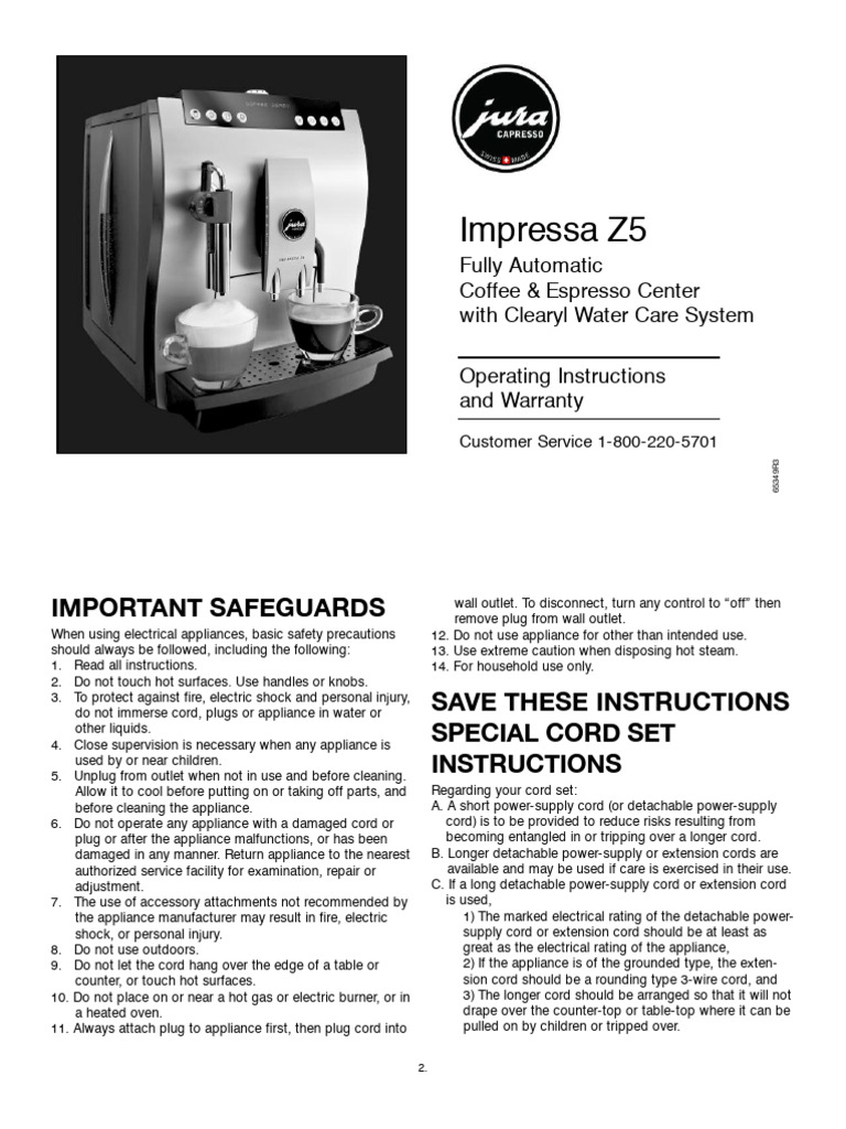 Impressa Z5 User Guide | PDF | Coffee | Non Alcoholic Drinks