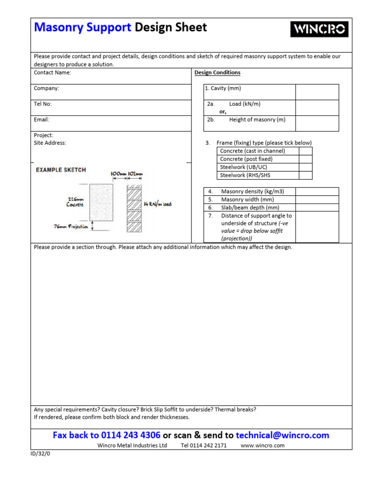 Masonry Support Design Sheet ID 32-0-1 | PDF