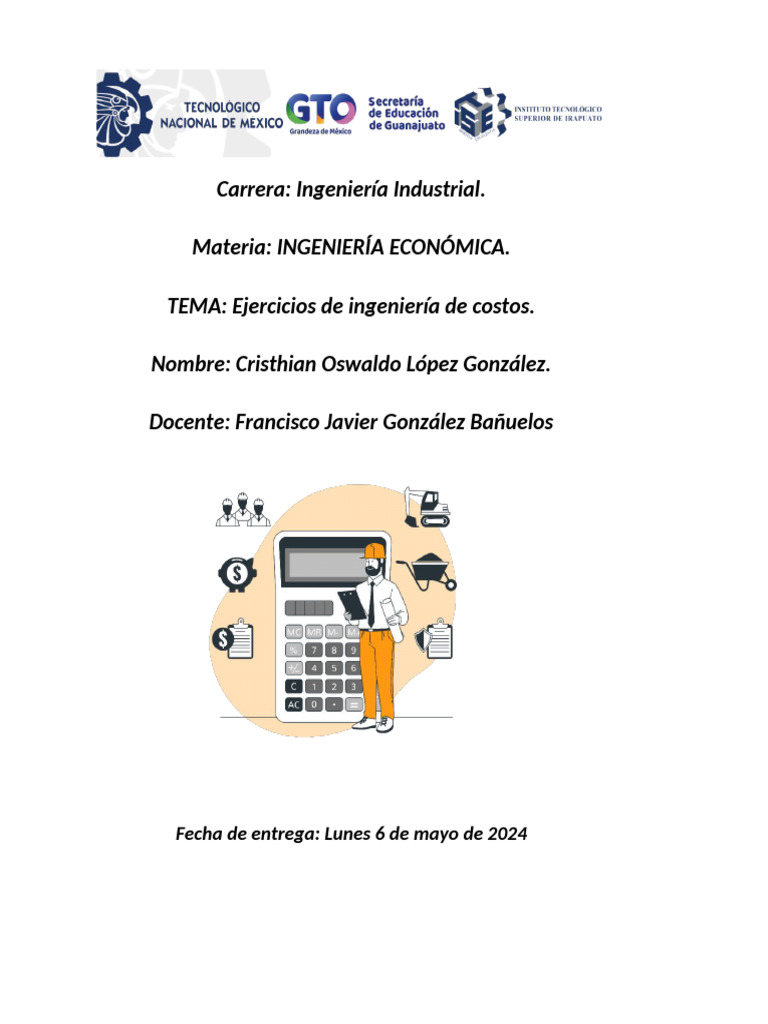 Ejercicios de Ingeniería de Costos | PDF | Interés | Impuestos