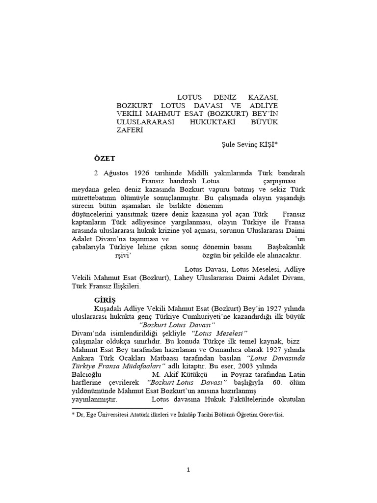 BOZKURT-LOTUS DENİZ KAZASI, BOZKURT LOTUS DAVASI VE ADLİYE VEKİLİ MAHMUT ESAT (BOZKURT) BEY’İN ...