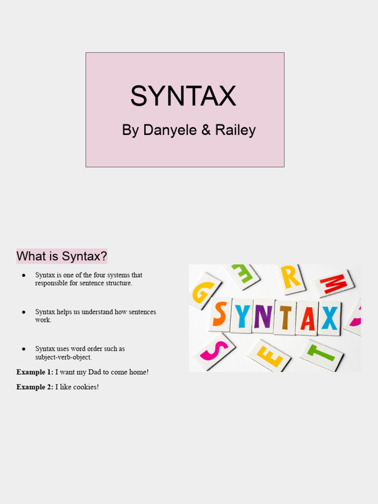Syntax Presentation | PDF | Literacy | Syntax