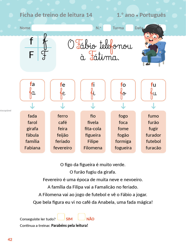 Treino de Leitura para 1º Ano | PDF