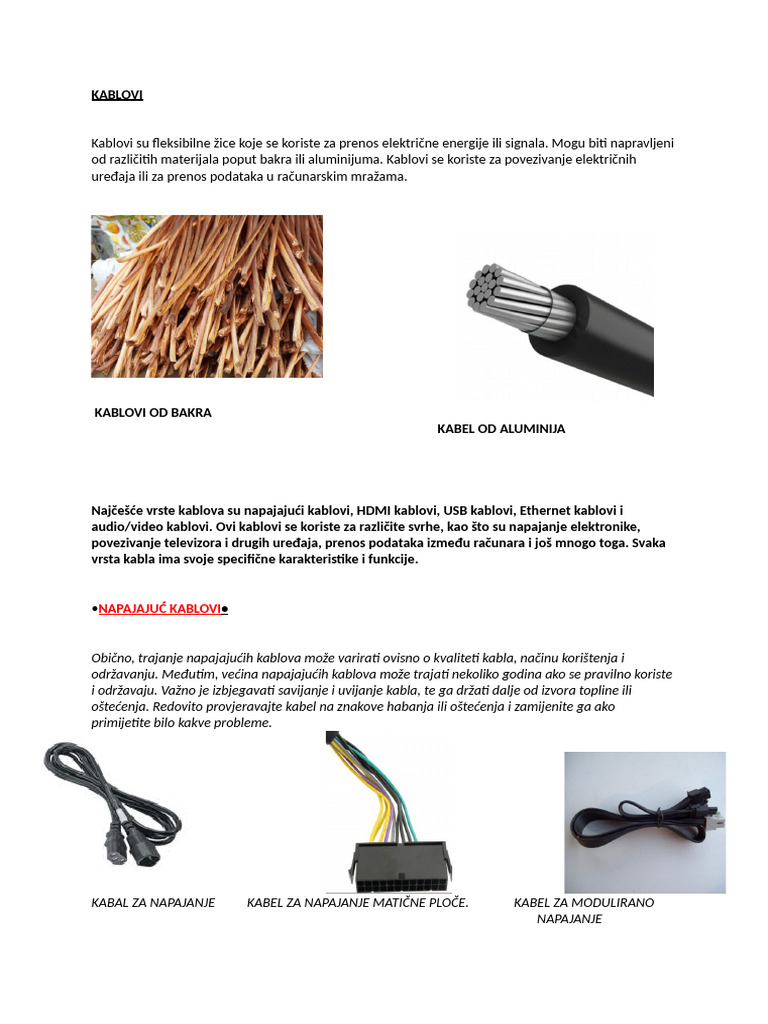 Kablovi Sekcija | PDF