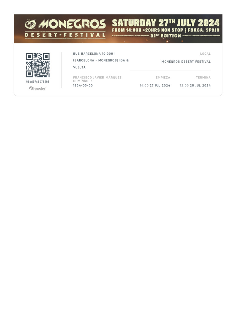 Ticket - Buses Oficiales Monegros Desert Festival 2024 ...