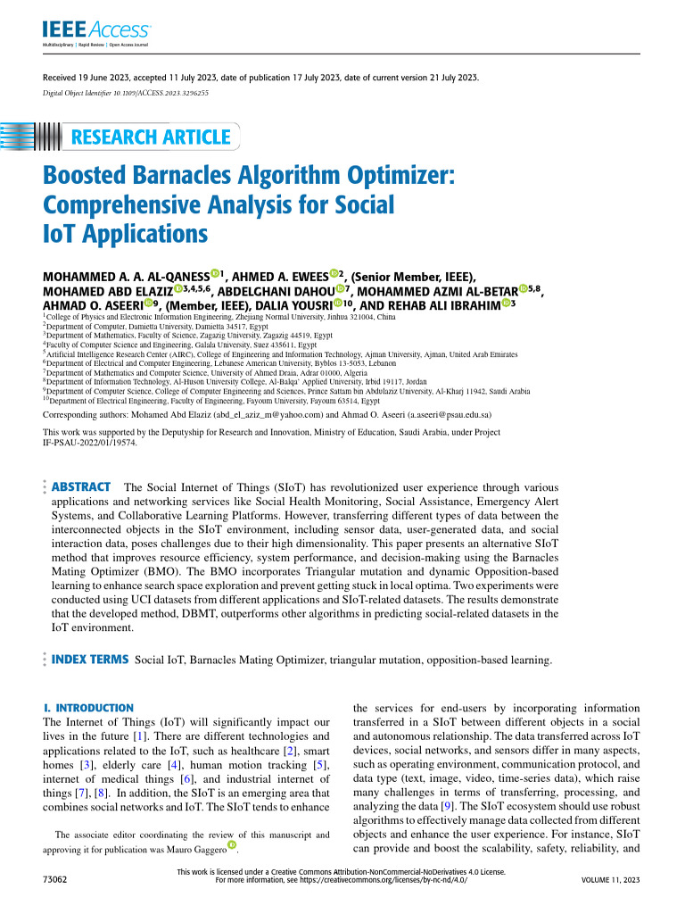 Boosted Barnacles Algorithm Optimizer Comprehensive Analysis For Social IoT Applications | PDF ...