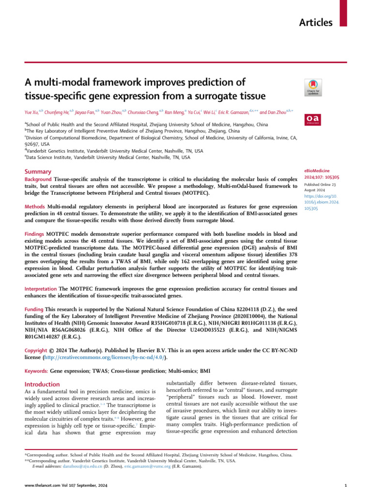A Multi Modal Framework Improves Prediction of Tis | PDF | Life Sciences | Biology