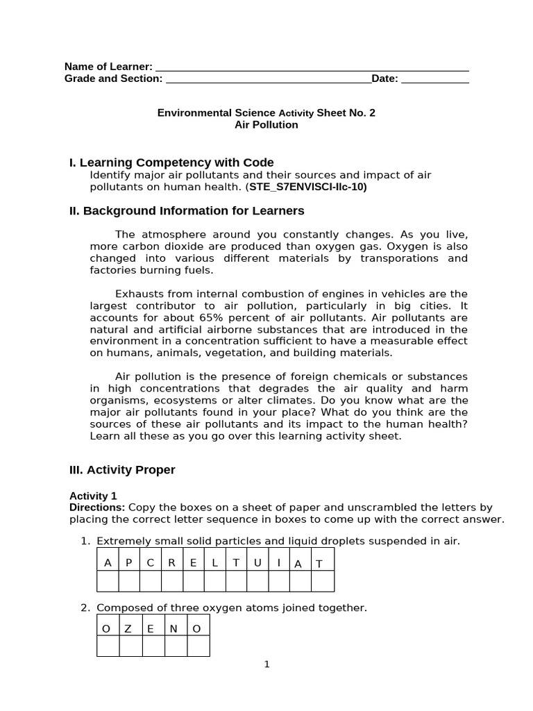 Major Air Pollutants and Health Effects | PDF | Particulates | Air ...