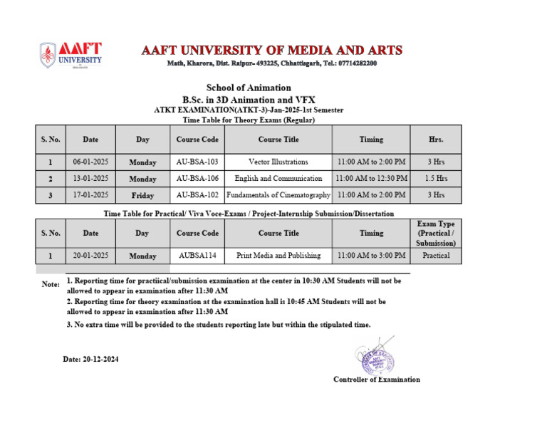 BSA Exam Schedule January 2025 | PDF