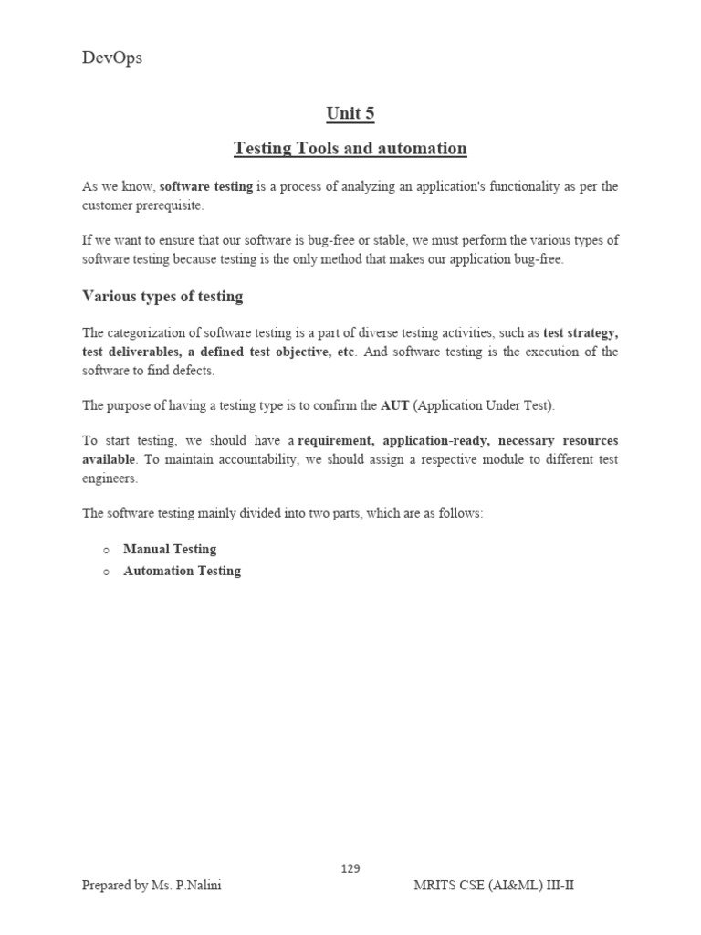 Devops Unit 5 Notes Pdf Selenium Software Test Driven Development