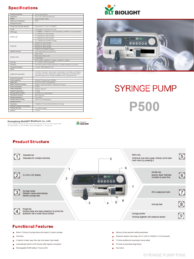 P500 Catalogue | PDF | Syringe | Rechargeable Battery