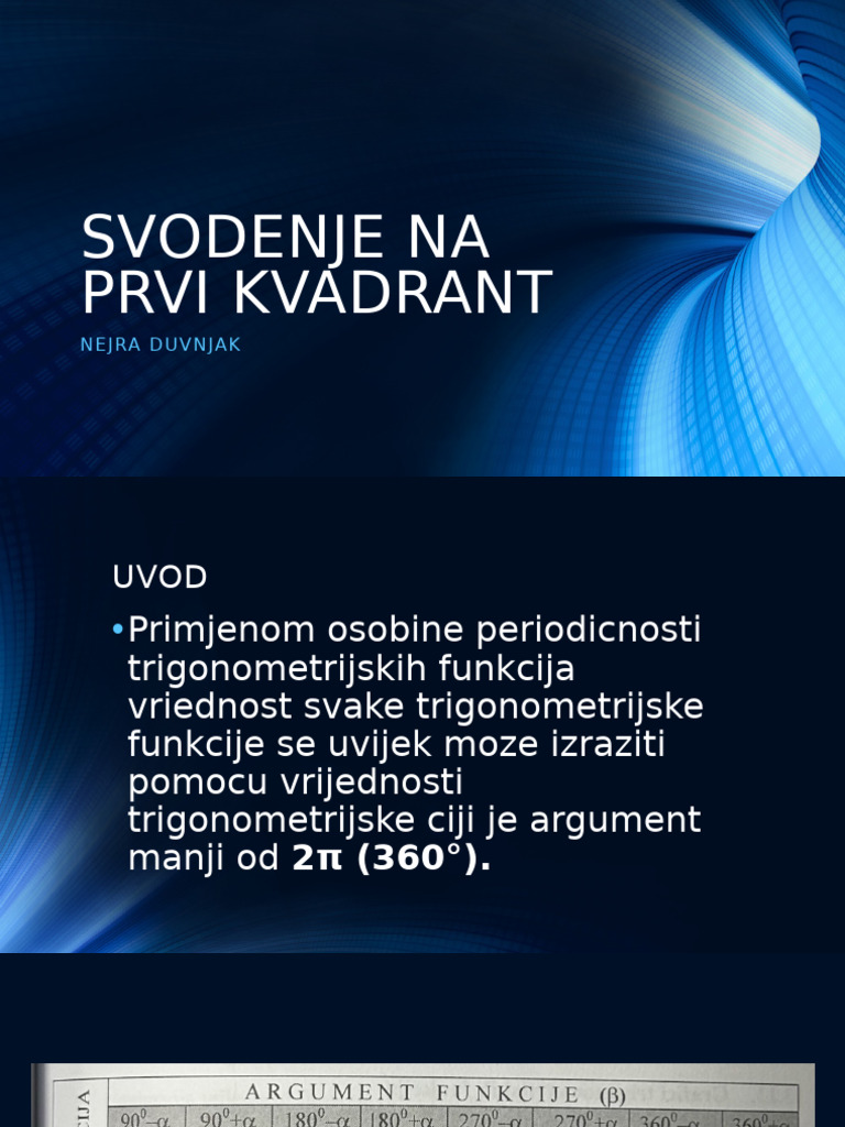 Svodenje Na Prvi Kvadrant | PDF