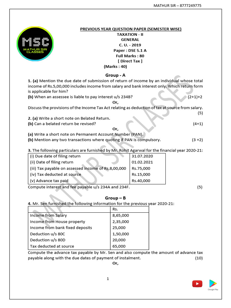 Taxation II Previous Year Question Paper | PDF | Value Added Tax | Taxes