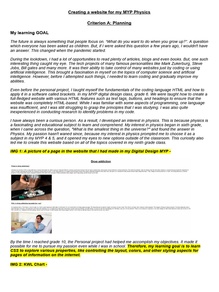 MYP Physics Website Development Plan | PDF | Websites | Mobile App
