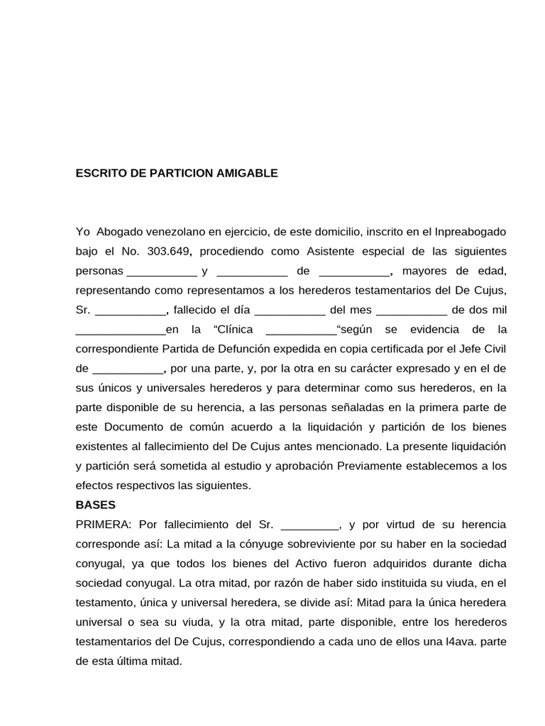 Acta de Particion de Bienes Voluntaria | PDF | Herencia | Propiedad de ...