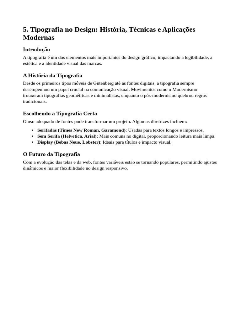 Tipografia No Design - História, Técnicas e Aplicações Modernas | PDF