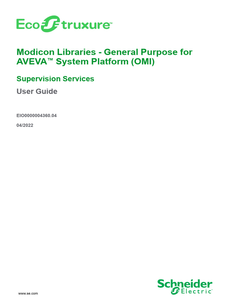 Modicon Libraries - General Purpose For AVEVA™ System Platform (OMI) Supervision Services User ...