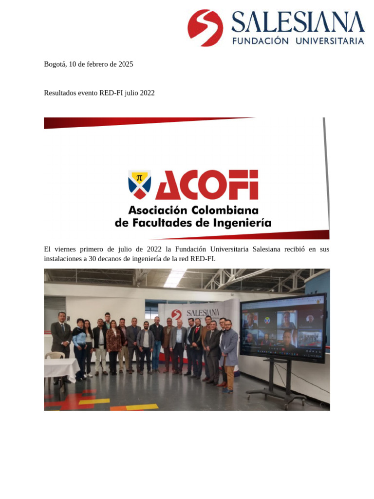 Resultados RED FI Julio 1ro 2022 ACOFI | PDF