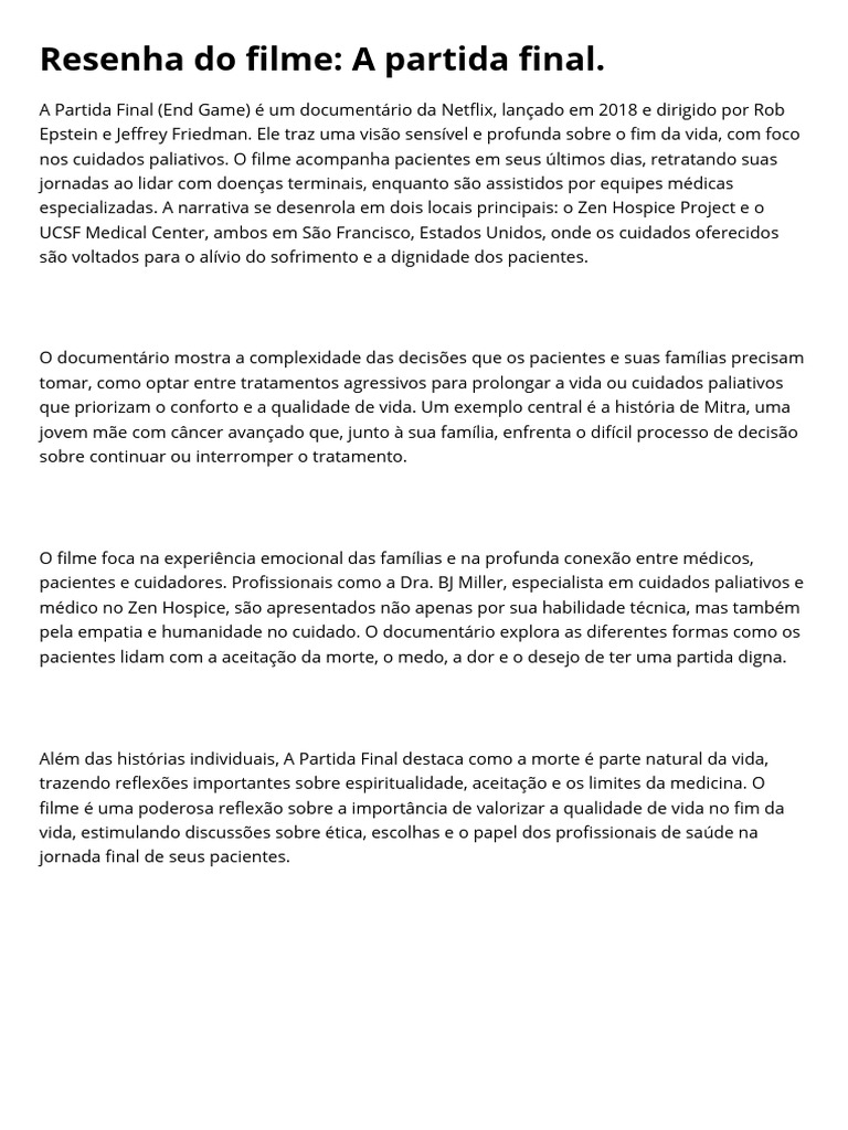 Resenha Do Filme A Partida Final. - 20241001 - 230817 - 0000 | PDF