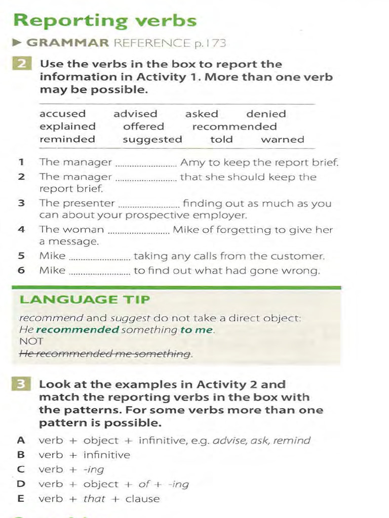 reporting verbs | PDF | Verb | Languages