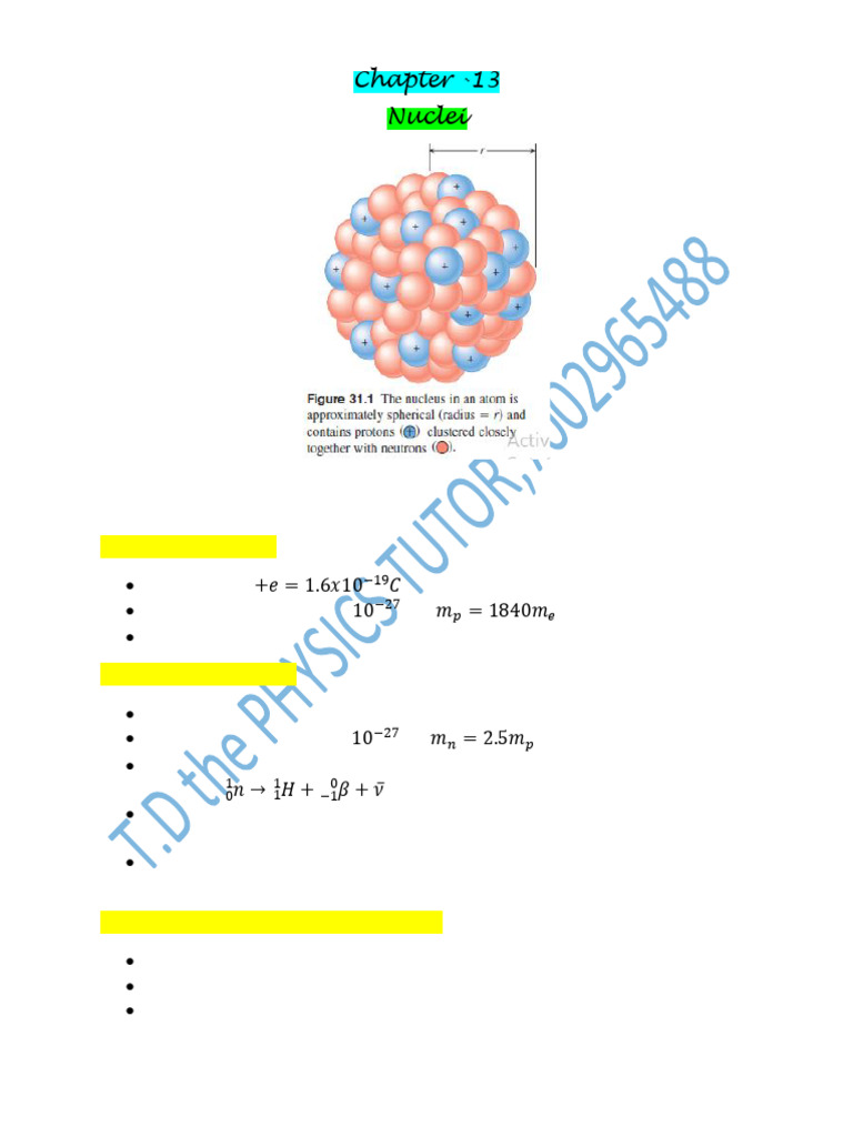Chapter 13 Nuclei | PDF | Atomic Nucleus | Neutron