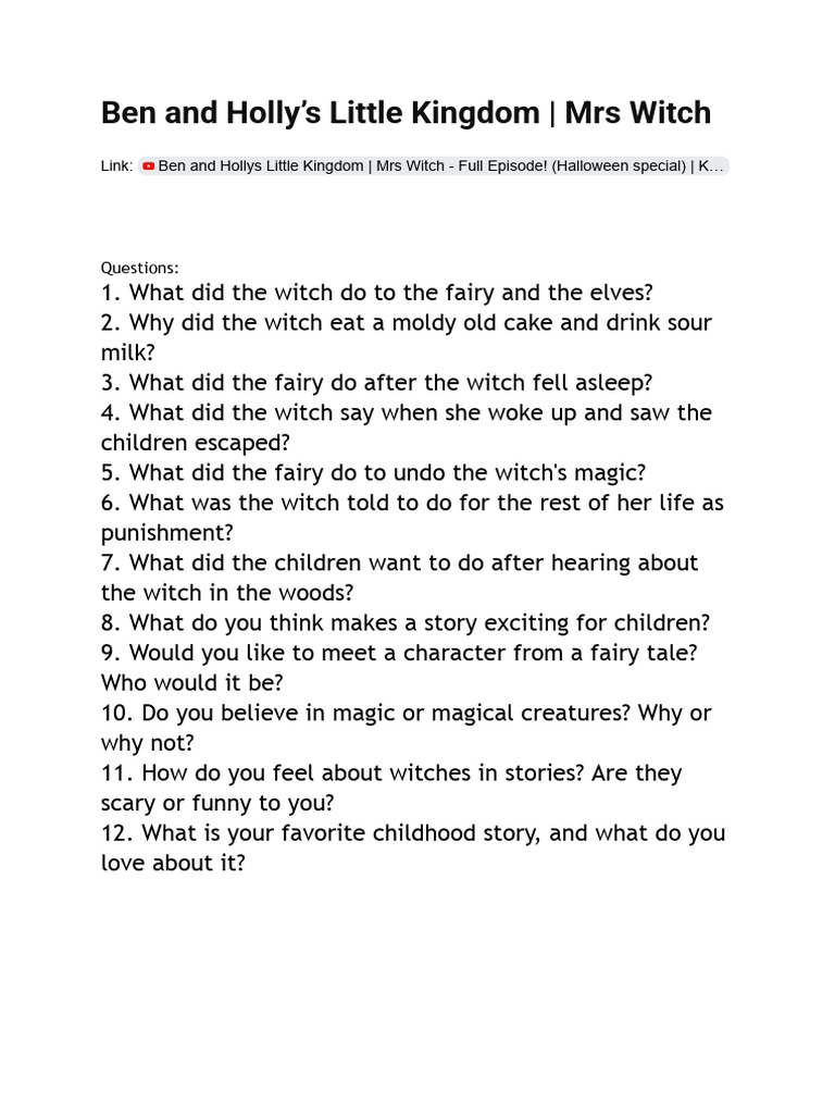 Ben and Hollys Little Kingdom - Mrs Witch | PDF
