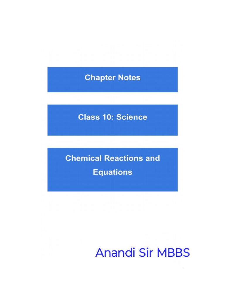 Chemical Reaction and Equations Ncert Based | PDF
