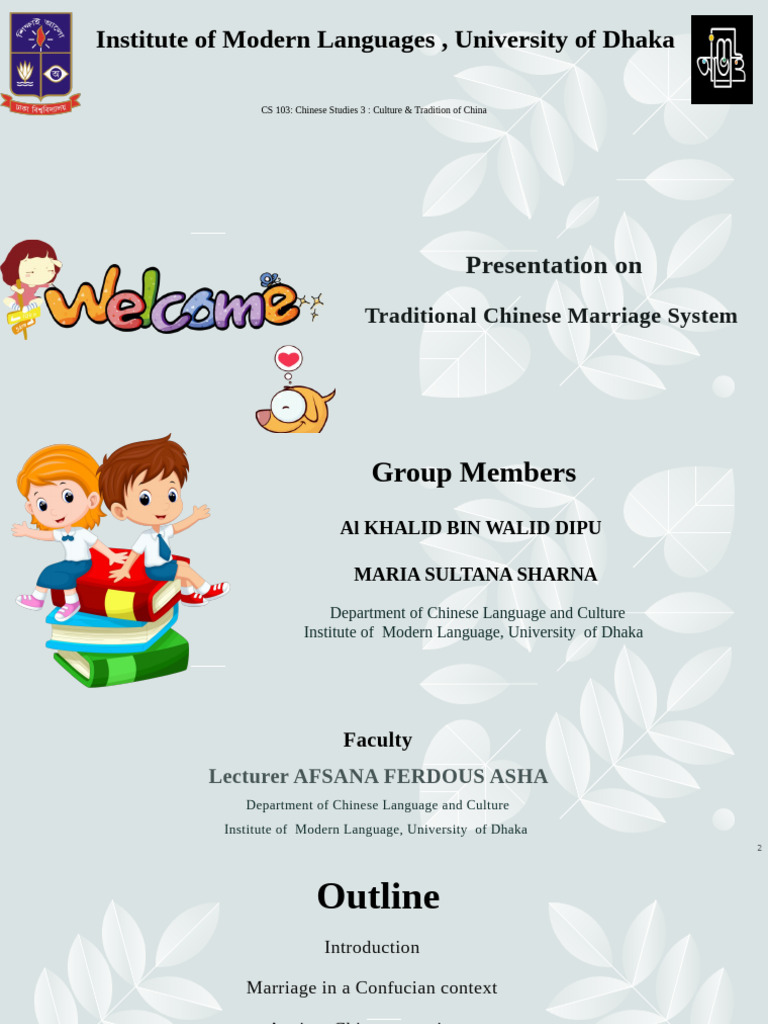Al Khalid Bin Walid Dipu Traditional Chinese Marriage System Presentation | PDF | Marriage ...