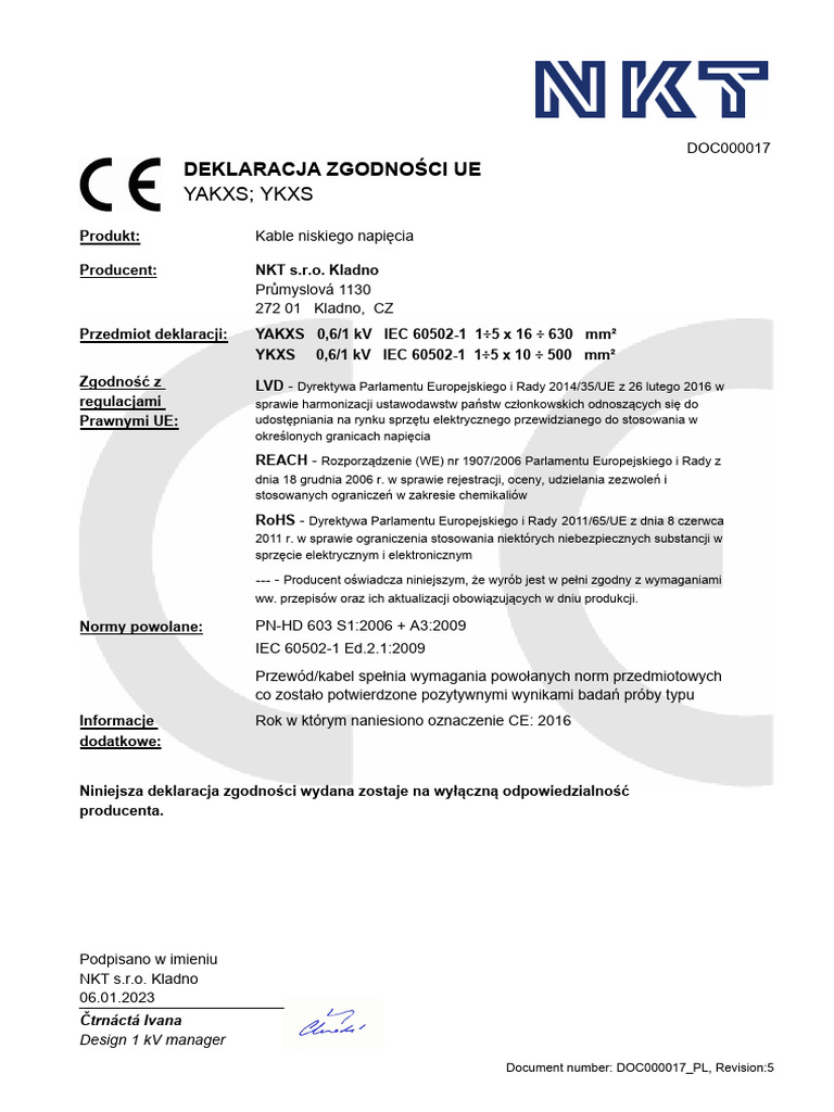 Deklaracja YAKXS - NKT | PDF