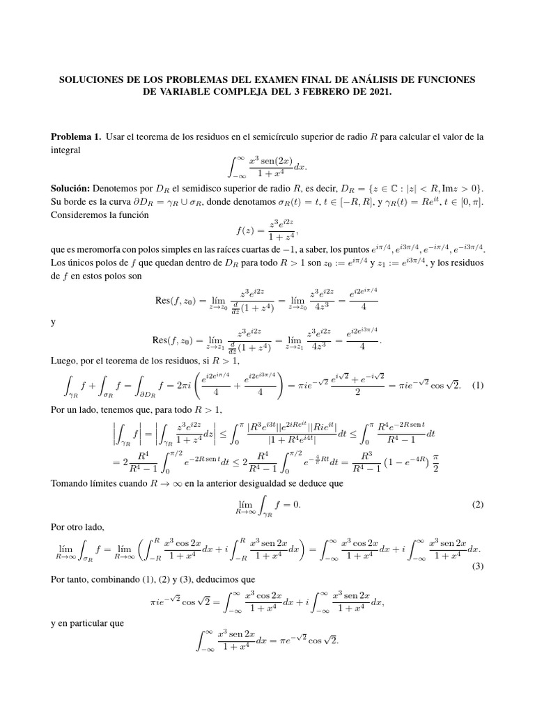Examen funcion complejas | PDF | Función holomorfa | Conjunto convexo