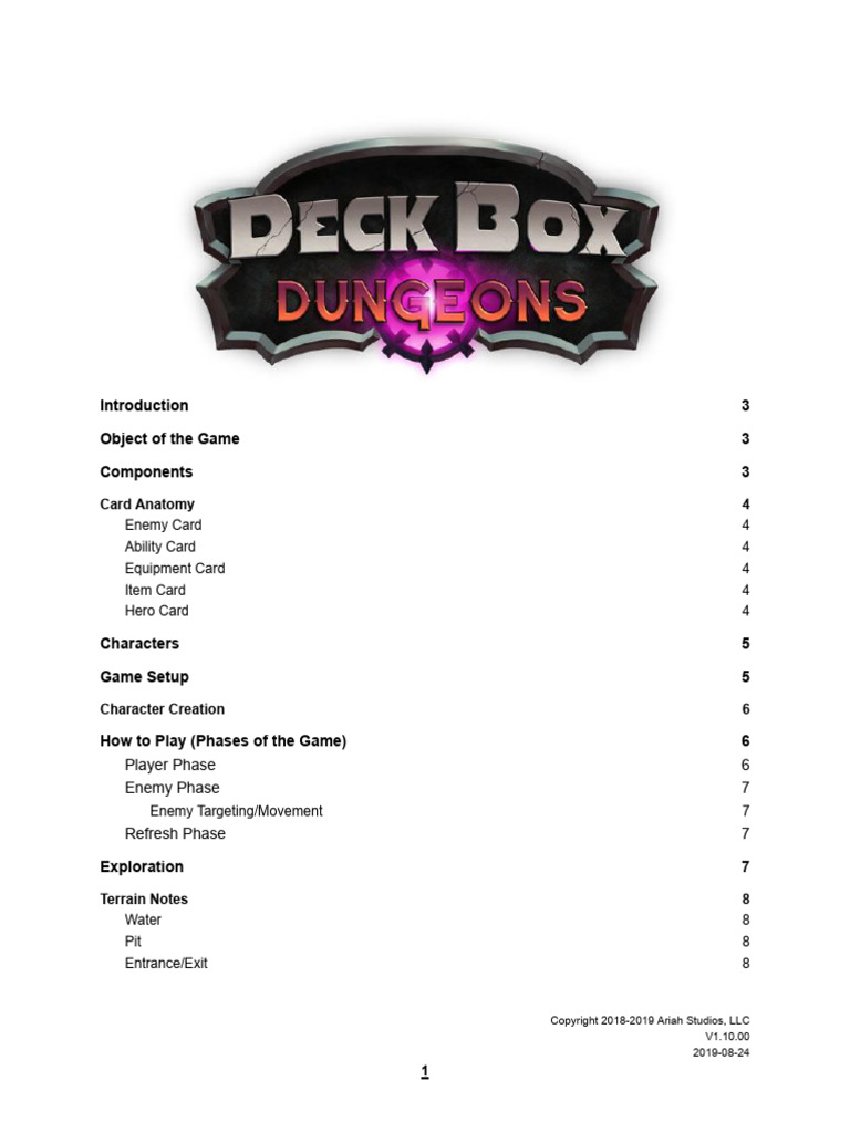 Deck_Box_Dungeons_Rules_v1_10_00_EN | PDF | Dice | Tabletop Games