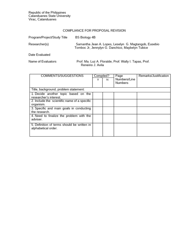 Compliance For Proposal Revision | PDF