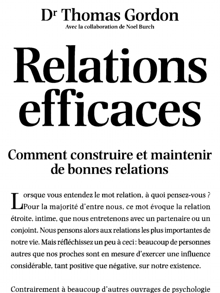 Relations Efficaces Comment Construire Et Maintenir de Bonnes Relations ...