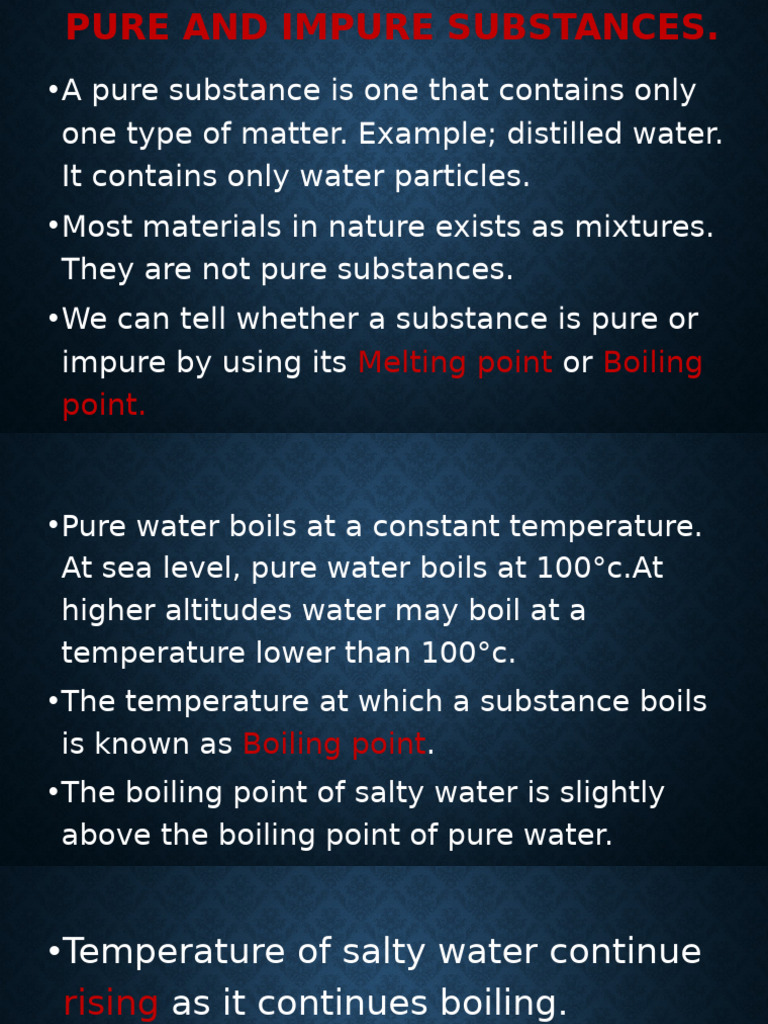 Pure and Impure Substances and the Heating Curve 2024 Teacher.co .Ke | PDF