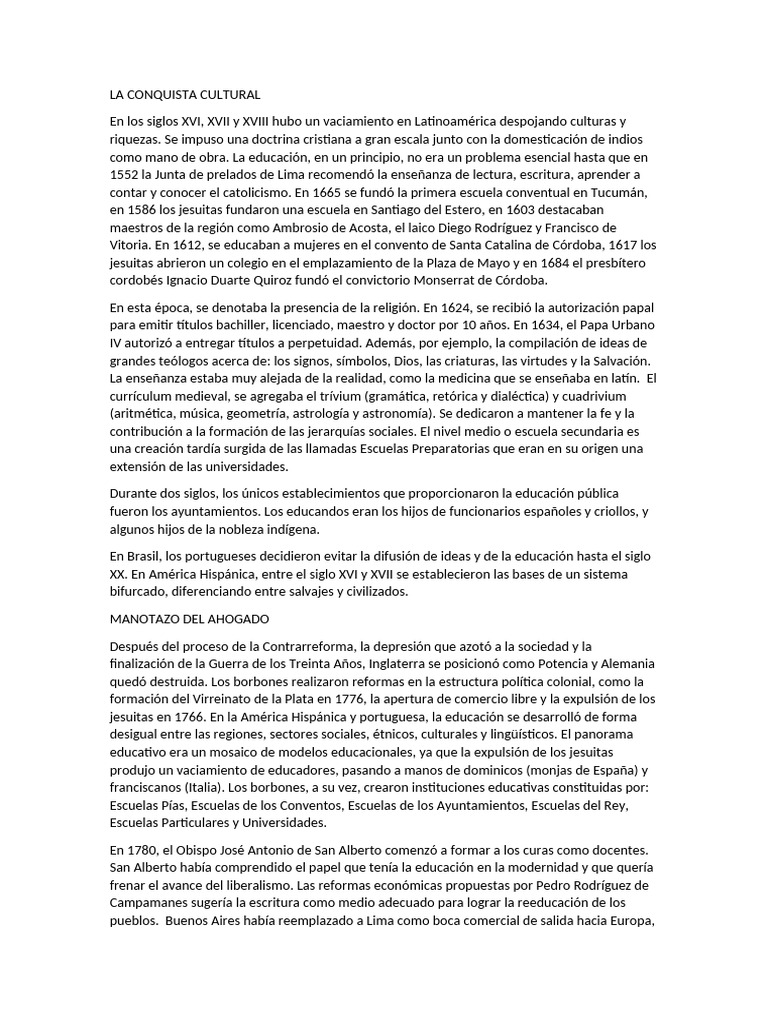 Educación y Cultura en la Conquista | PDF | Nueva españa