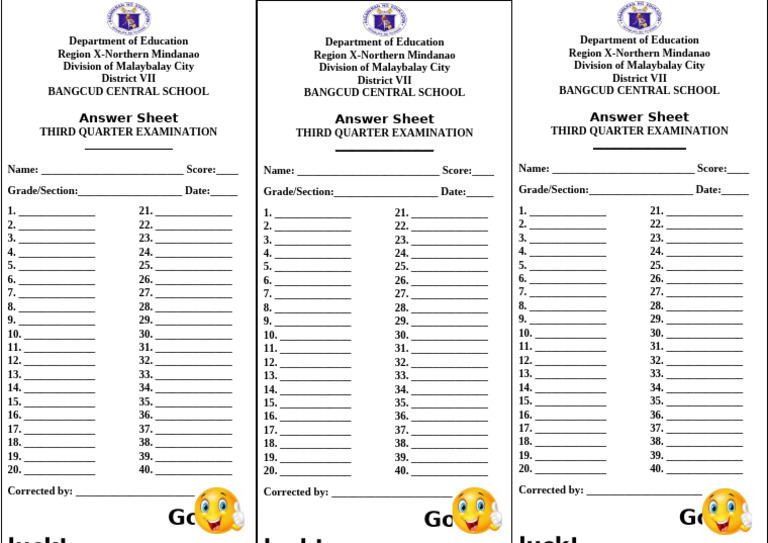 Answer Sheet | PDF