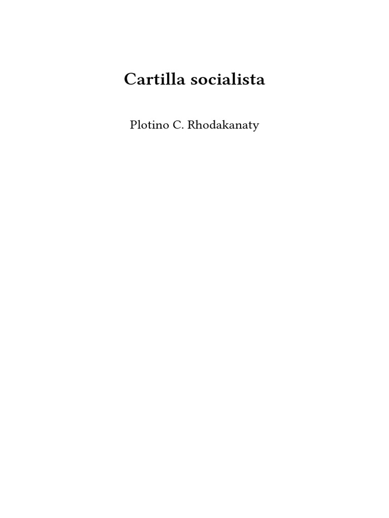 Cartilla Socialista. Plotino C. Rhodakanaty | PDF | Mal | Moralidad
