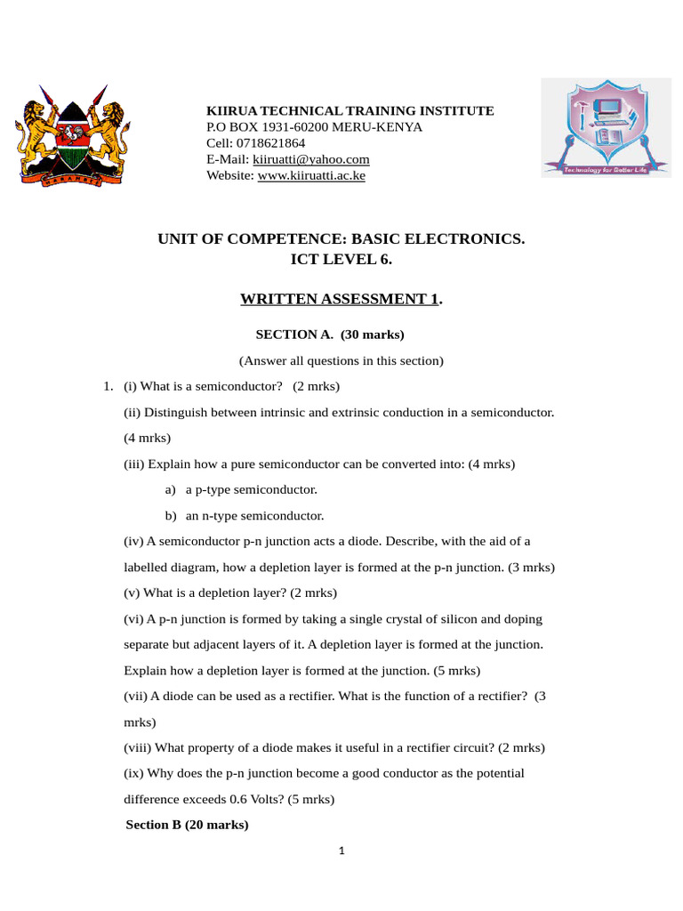 Basic Electronics Assessment 2 | PDF
