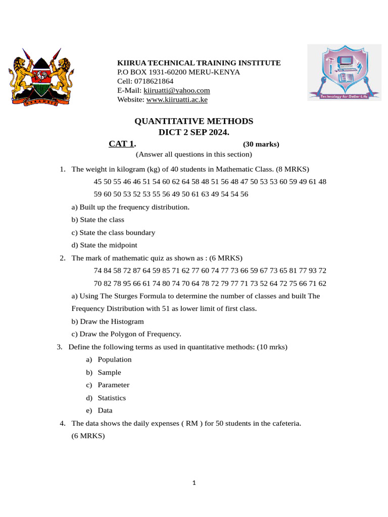Quantitative Methods Exam for Students | PDF