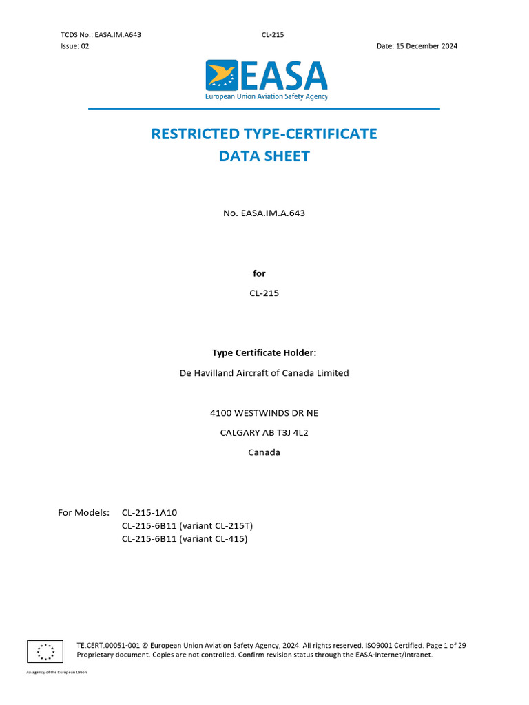 R-TCDS_EASA.IM_.A.643__Issue02 | PDF | Aerospace Engineering | Transport