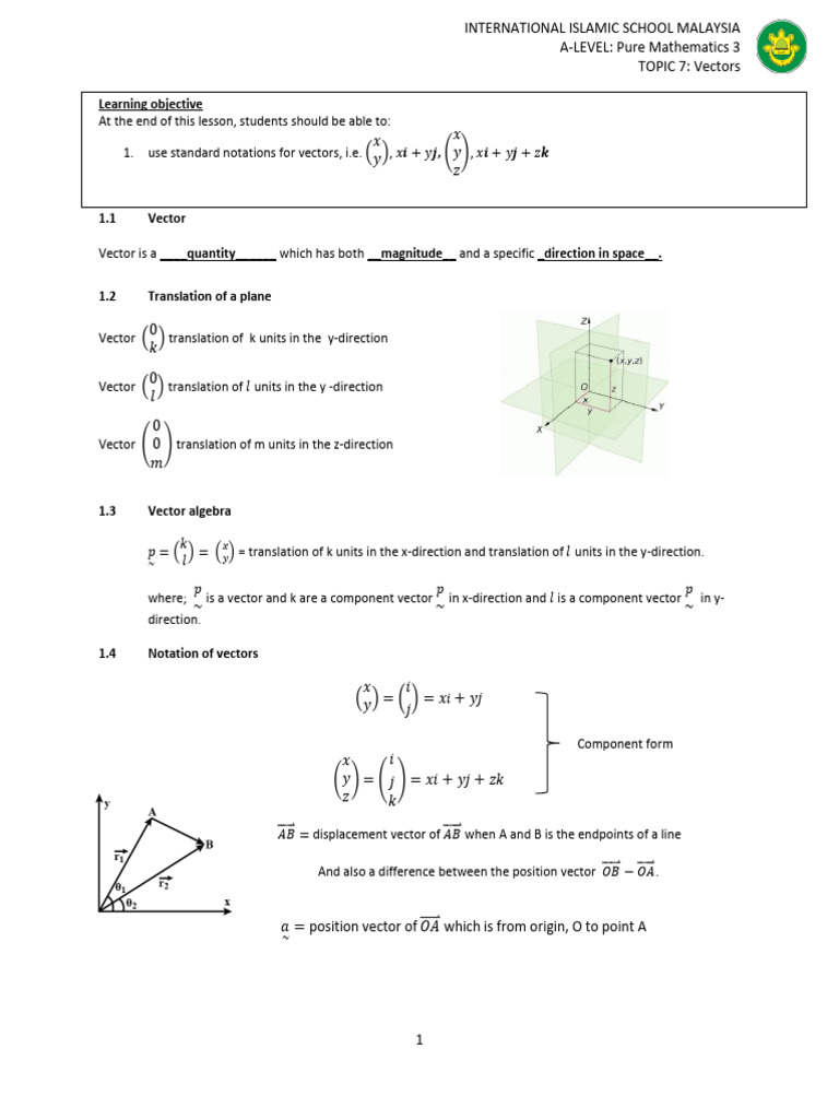 TOPIC 7 Vector 2019 | PDF | Euclidean Vector | Geometry