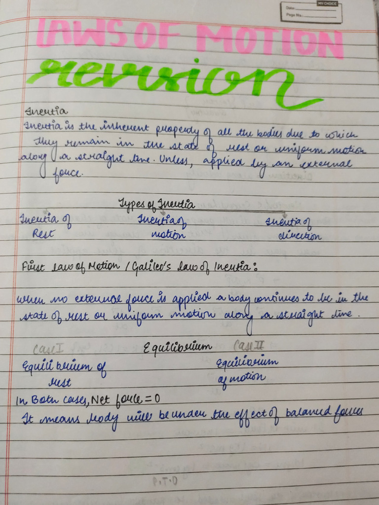 Ch-4 Laws of Motion Notes | PDF