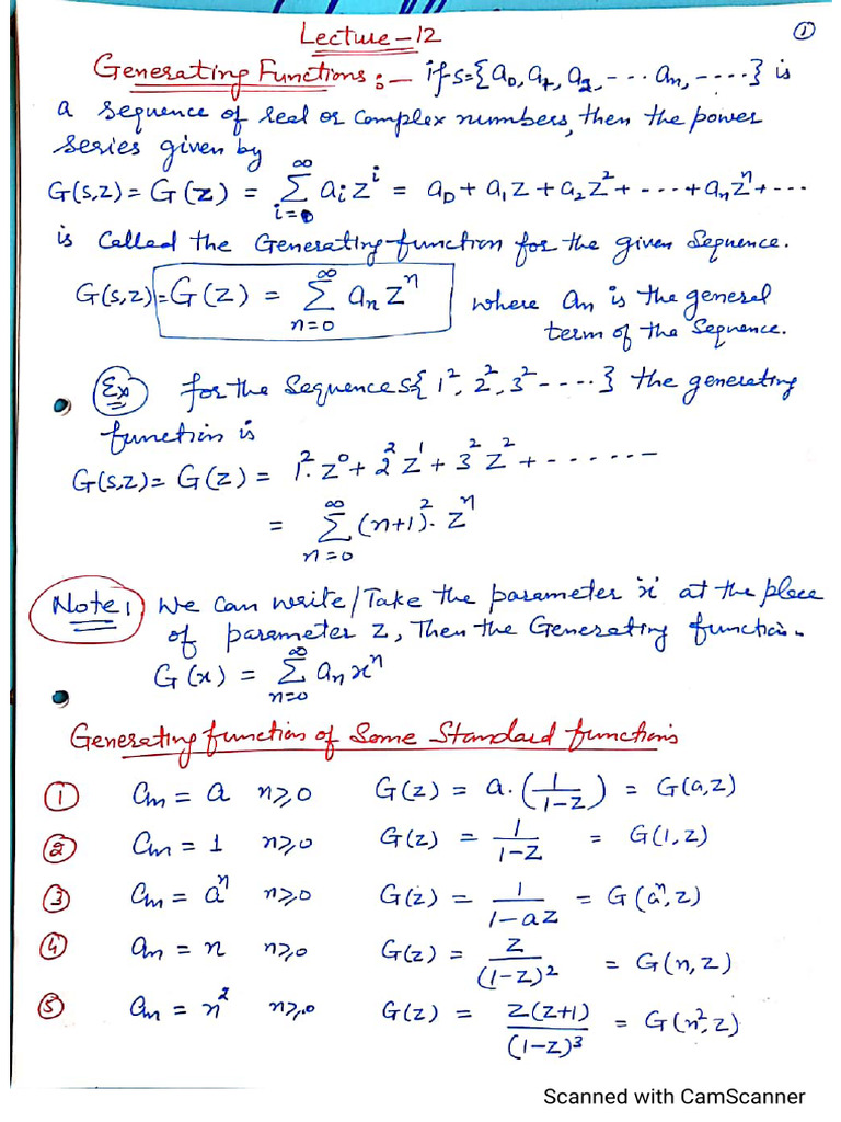 Lecture12 Generating Function | PDF