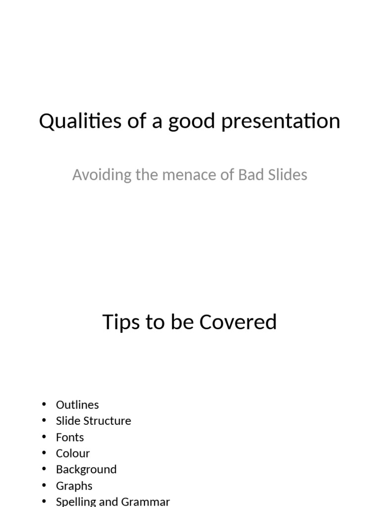 PRESENTATIONS Qualities of A Good Presentation | PDF | Human ...