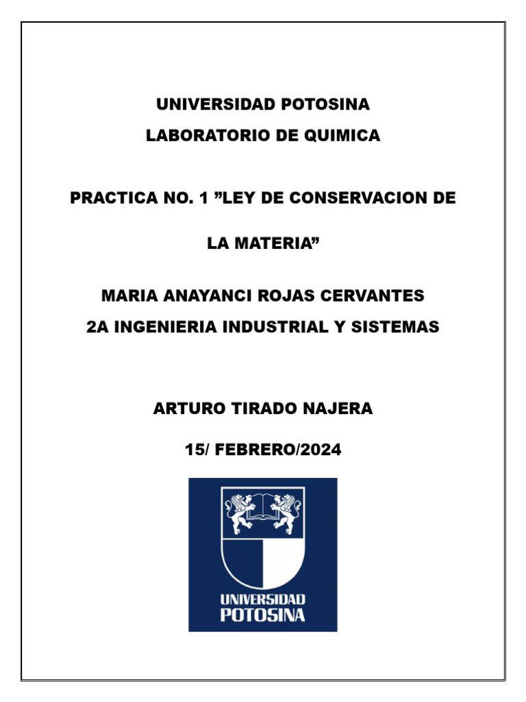 Ley de Conservación de la Materia en Química | PDF | Química | Vinagre