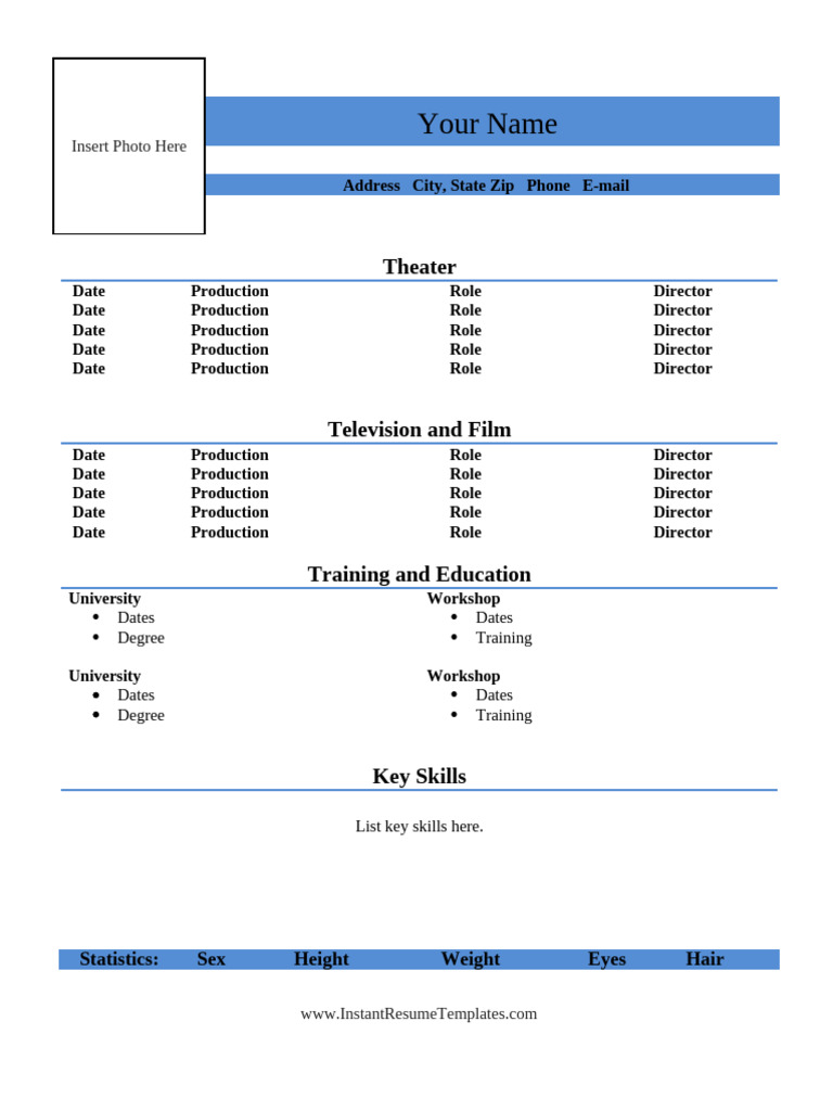Actor Resume Template 1 | PDF