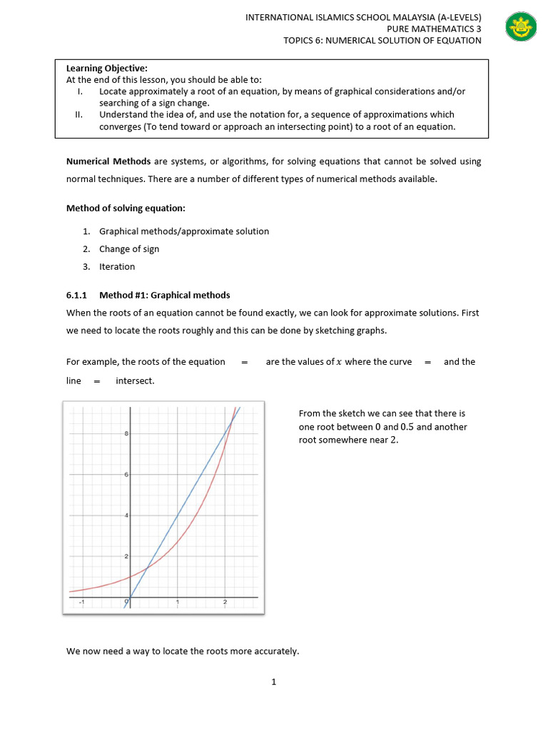 TOPIC 6 Numerical Solution 2018 | PDF | Numerical Analysis | Equations