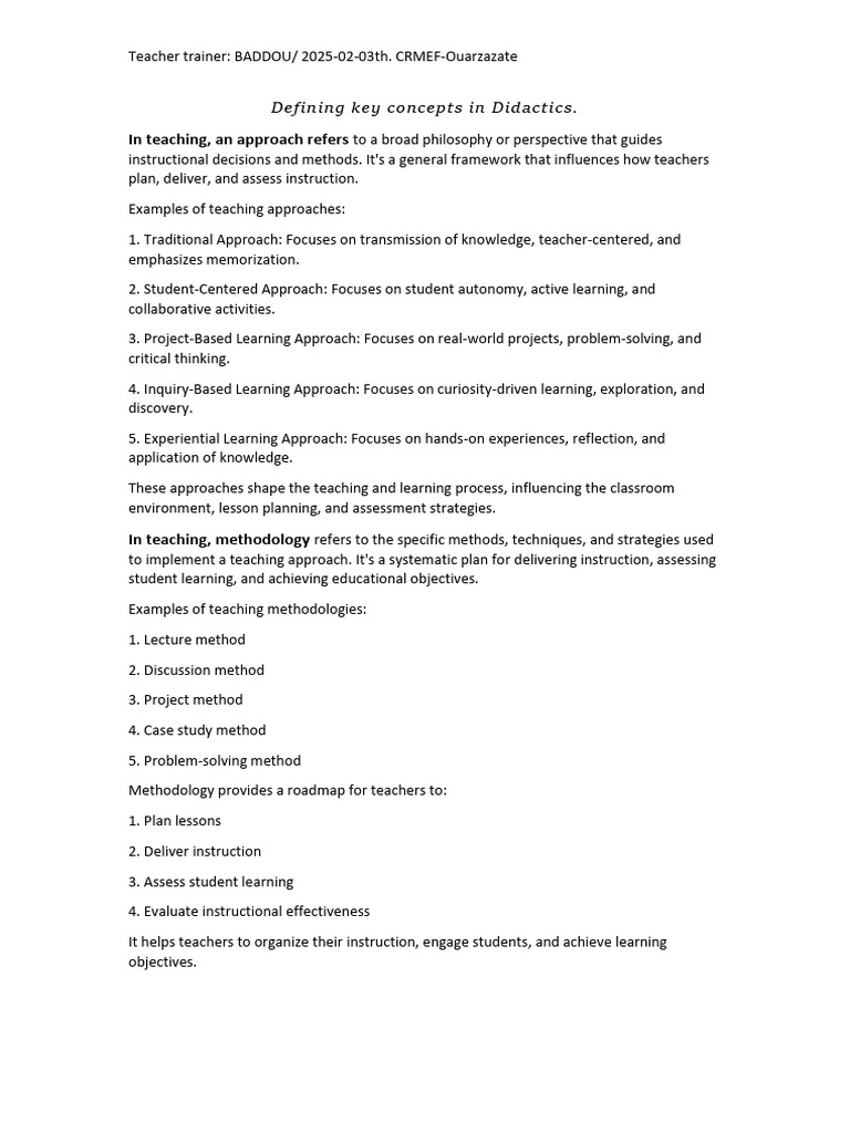 Defining Key Concepts in Didactics 03 February-2025 | PDF | Methodology ...